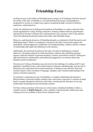 Friendship Essay. Oklahoma City Community College | PDF