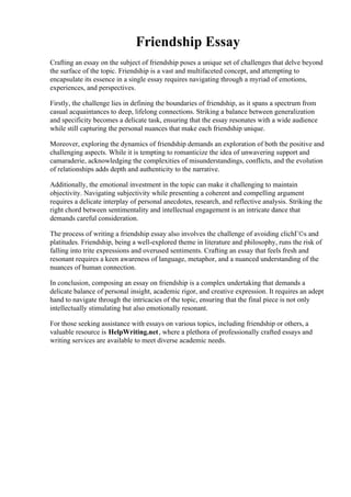 Friendship Essay. My Best Friends Essay Telegraph | PDF