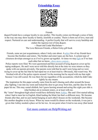 Friendship Essay In English | PDF