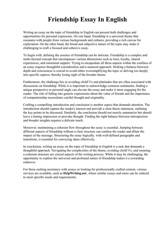 Friendship Essay In English.pdf