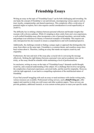 Friendship Essays.pdf | Freelance Writing | Content Production