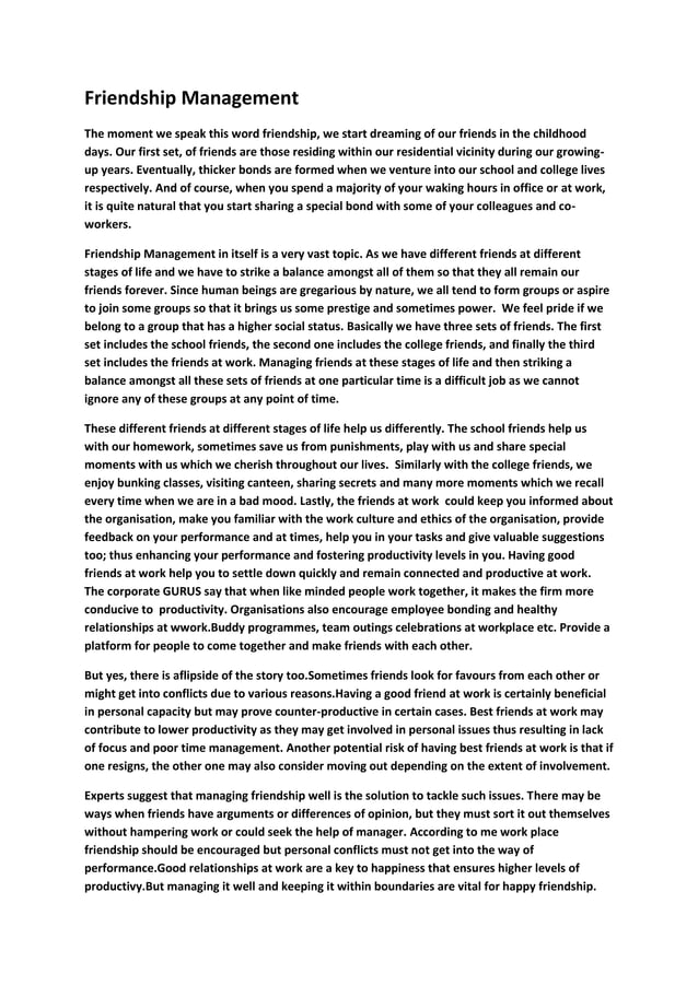 Friendship management | DOCX