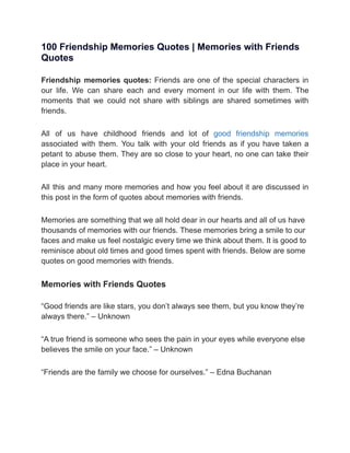 Friendship Memories Quotes.pdf | Dating | Family and Relationships