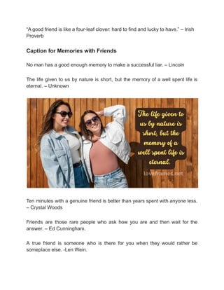 Friendship Memories Quotes.pdf | Dating | Family and Relationships