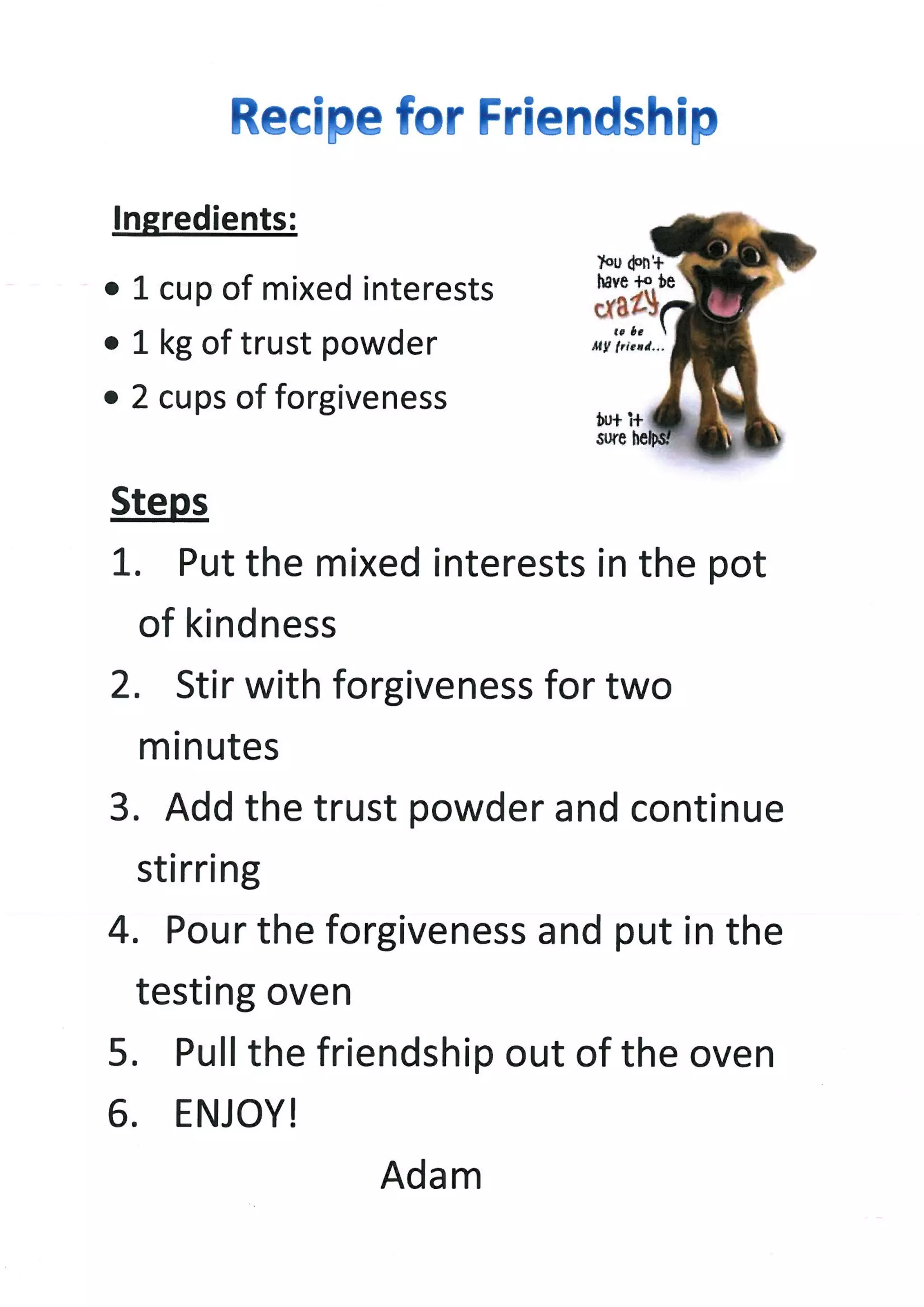 Friendship recipes | PDF