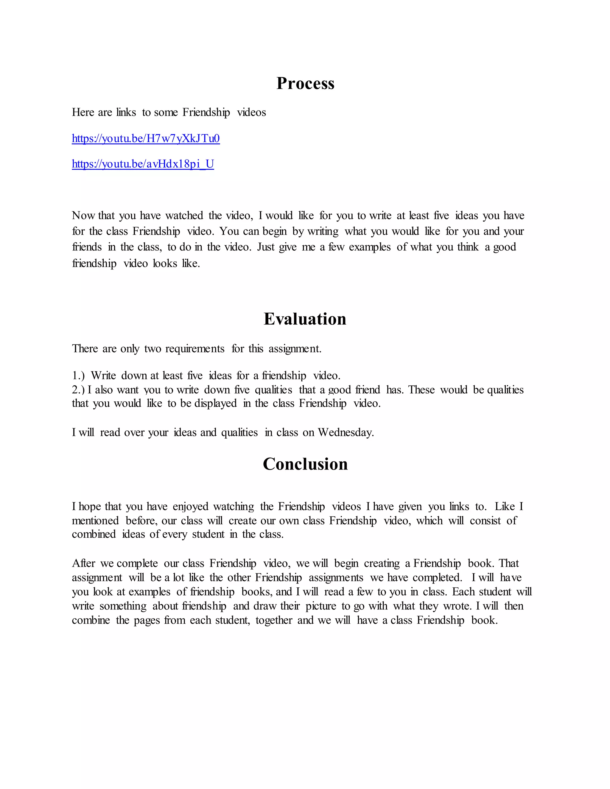 Friendship web quest | PDF | Free Download