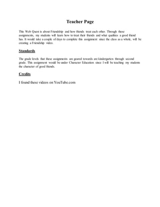 Friendship web quest | PDF