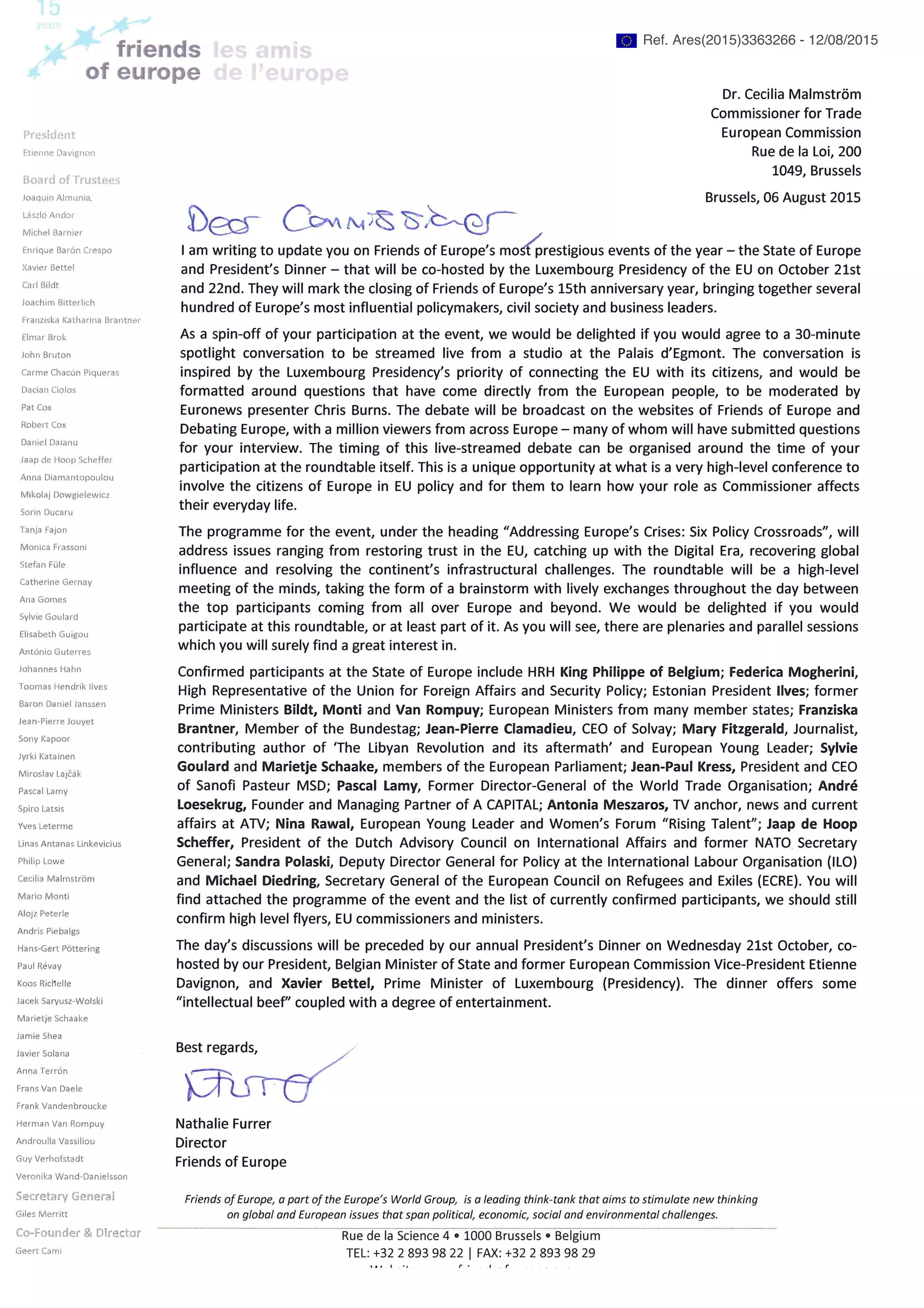 Uitnodiging Friends of Europe | PDF | Europe Travel | Travel Locations