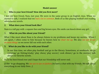 Talk about friendship. | PPT