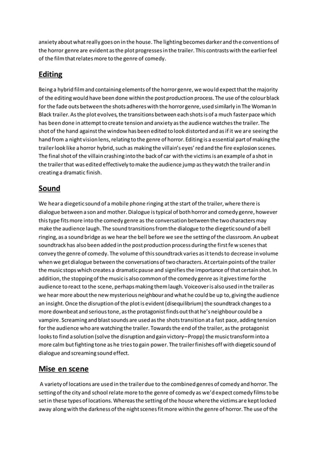 Fright night analysis | DOCX | Video Production | Content Production