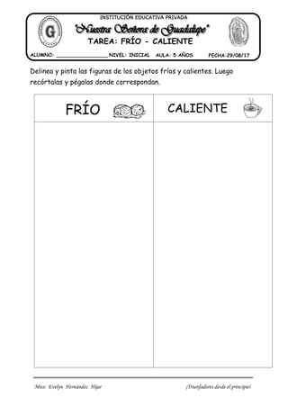 Fichas De Objetos Frios Y Calientes