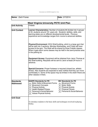 Frisbee unit plan__revised | DOC