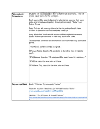 Frisbee unit plan__revised | DOC
