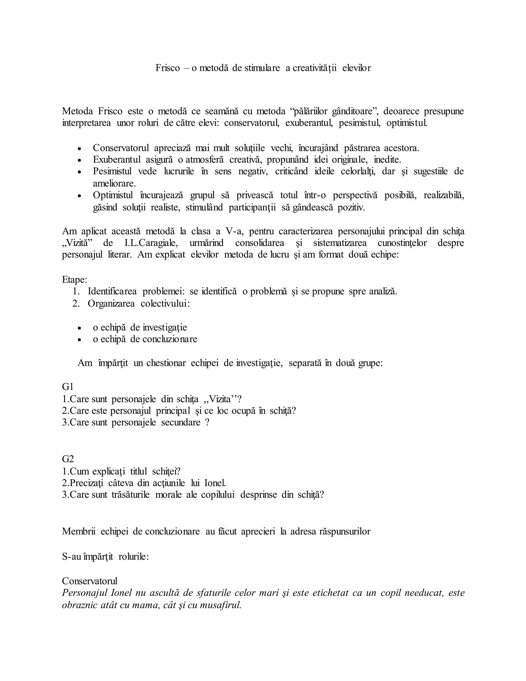 Metoda Frisco | DOCX