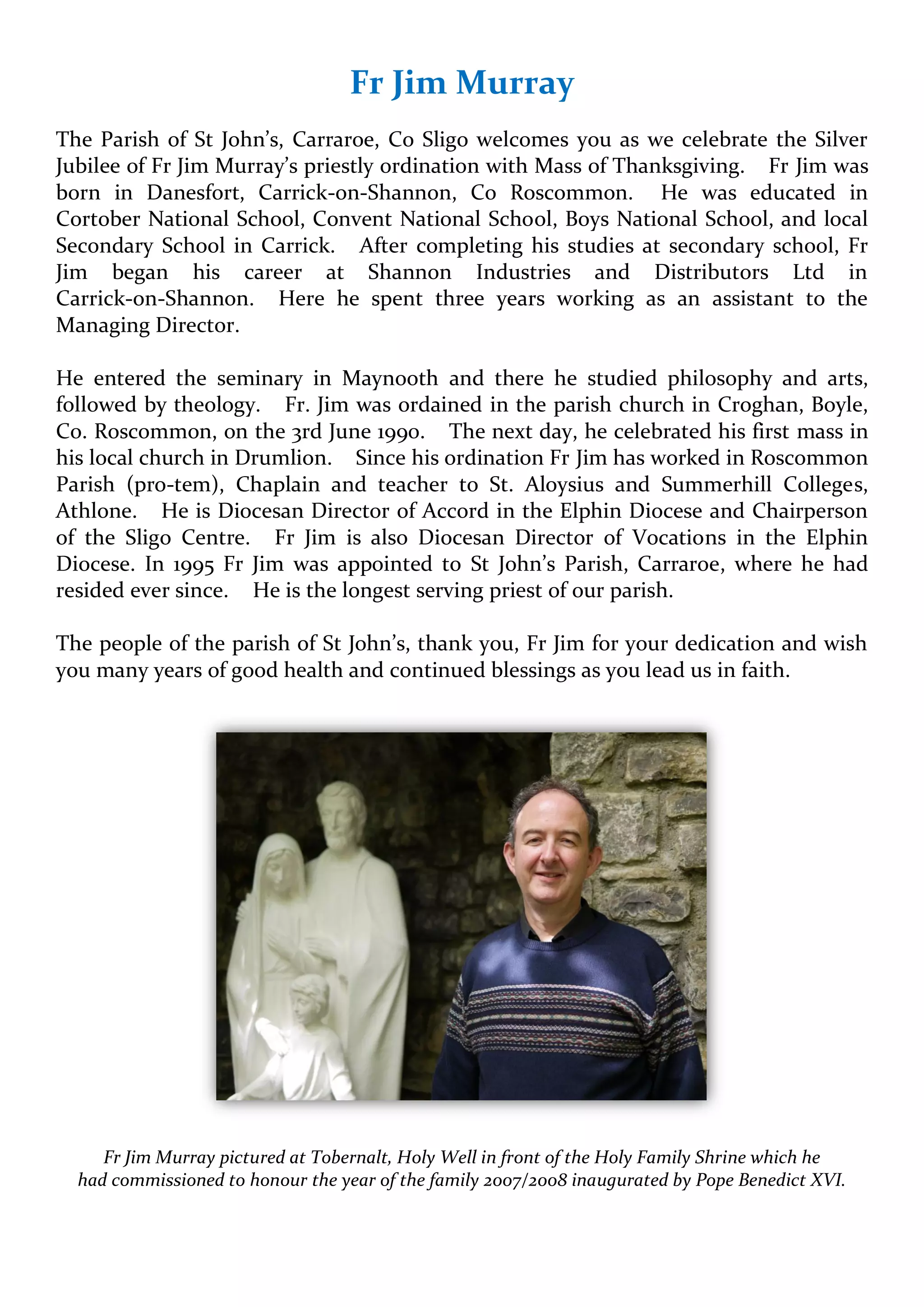Fr Jim's Silver Jubilee Mass Booklet | PDF