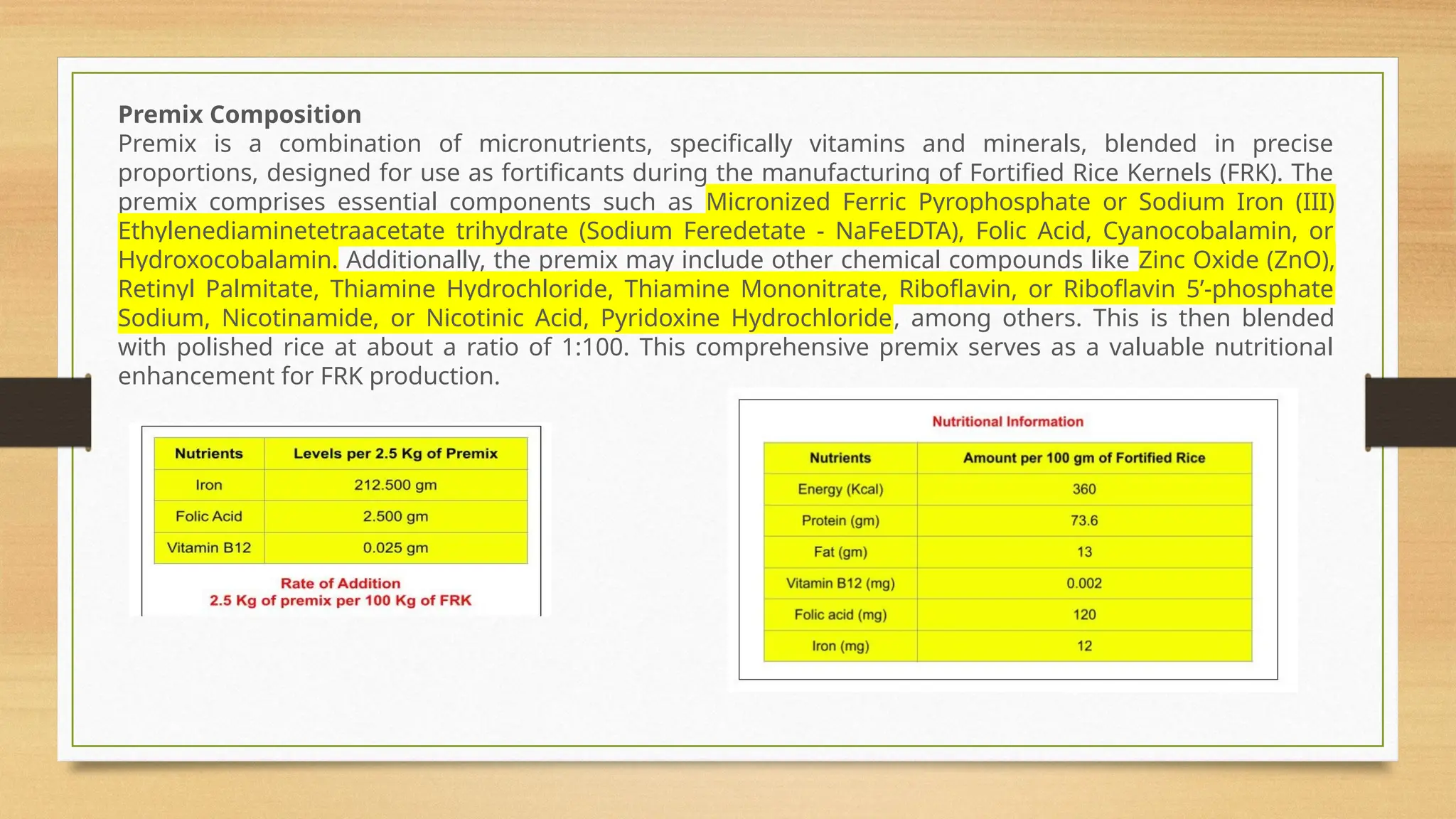 Fortified Rice Kernels presentation on processing | PPTX