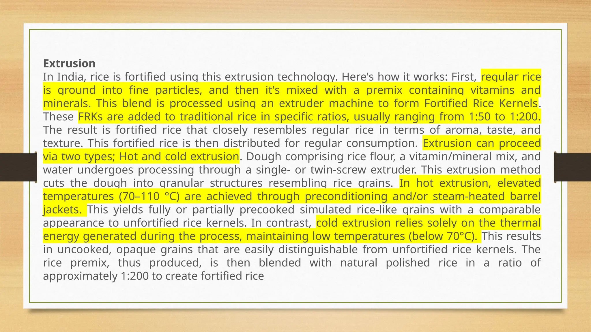 Fortified Rice Kernels presentation on processing | PPTX