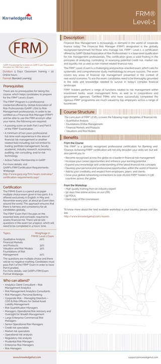 Financial Risk Management Level 1 brochure | PDF