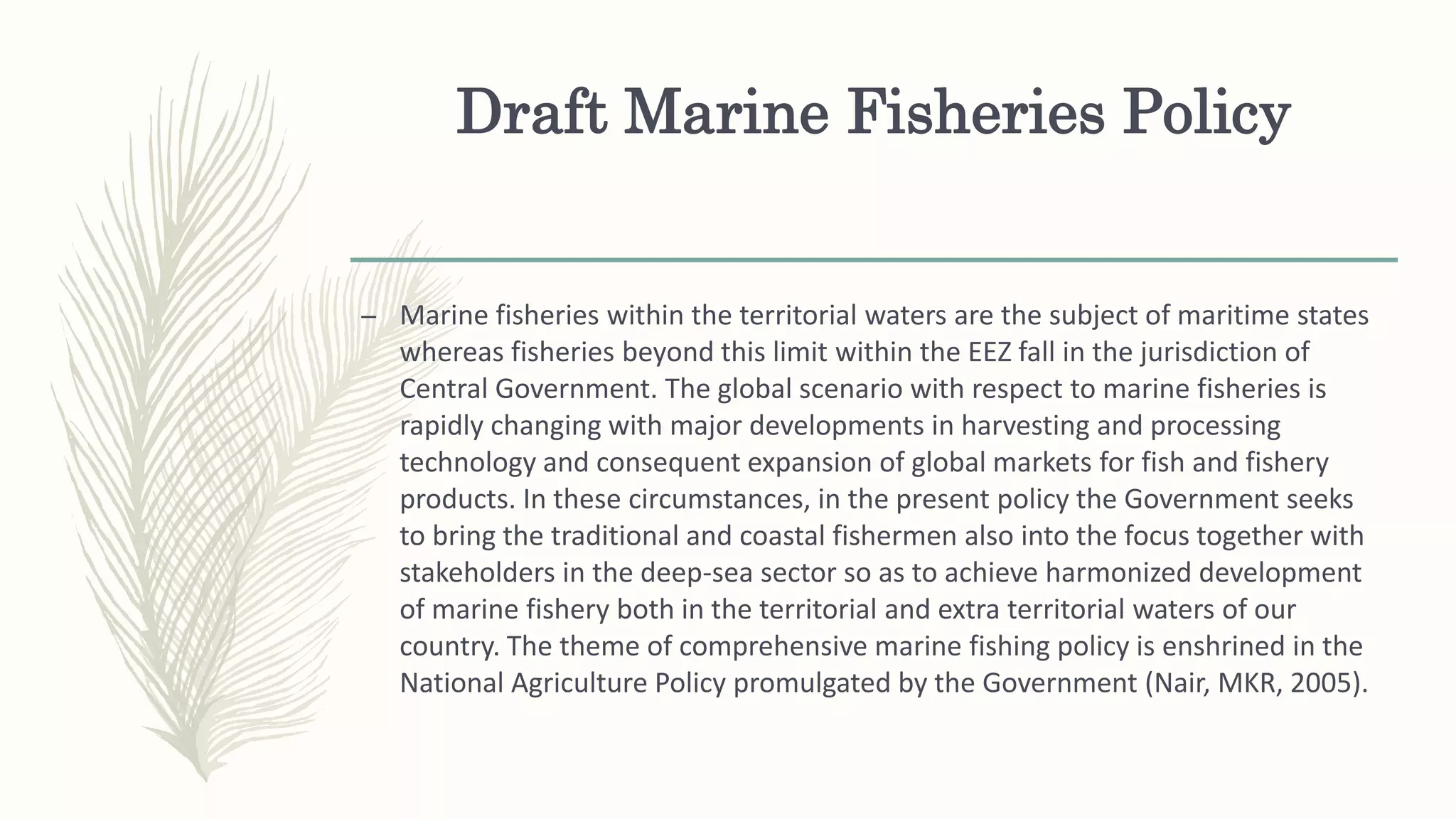 Indian deep sea fishing vessels in Indian EEZ : MFRAct 1981 : draft ...