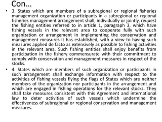 UN Fish stock Agreement, Shared fish stocks, FAO compliance agreement ...