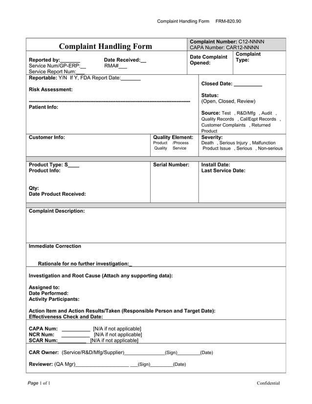 Frm 820.90 complaint form cdb 7 9-2013 rev 1 | DOC