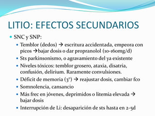 Fármacos en psiquiatría (litio, carbamazepina, clozapina, etc) | PPTX