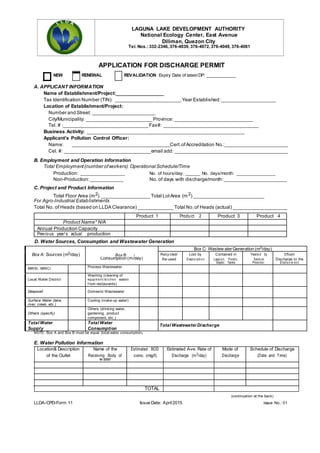 LLDA Discharge Permit Application Form | DOCX