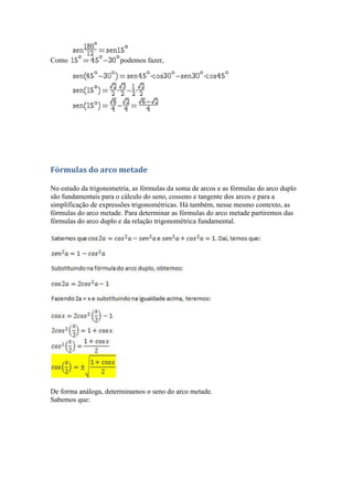 Fórmulas de arco duplo | DOCX