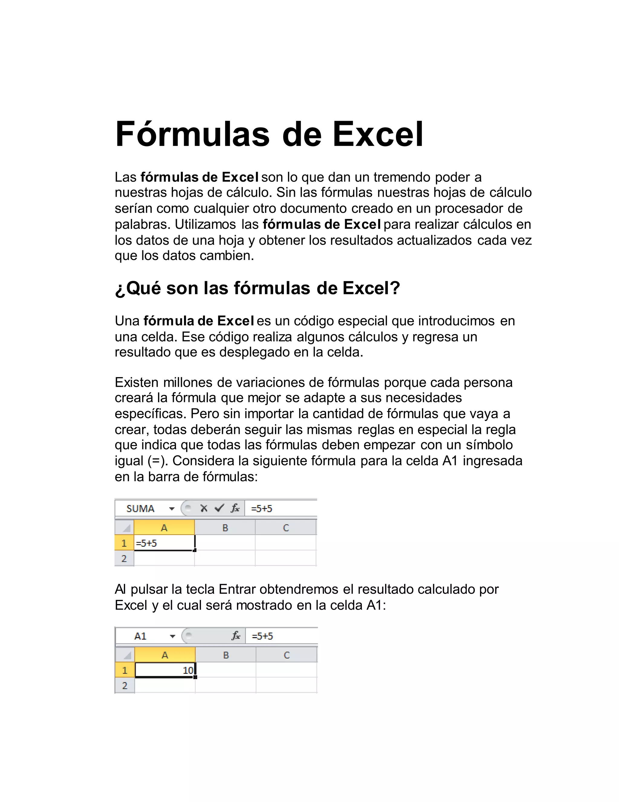 Fórmulas de excel | PDF