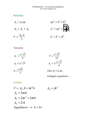 Fórmulas de geometria espacial | DOC