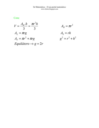 Fórmulas de geometria espacial | DOC