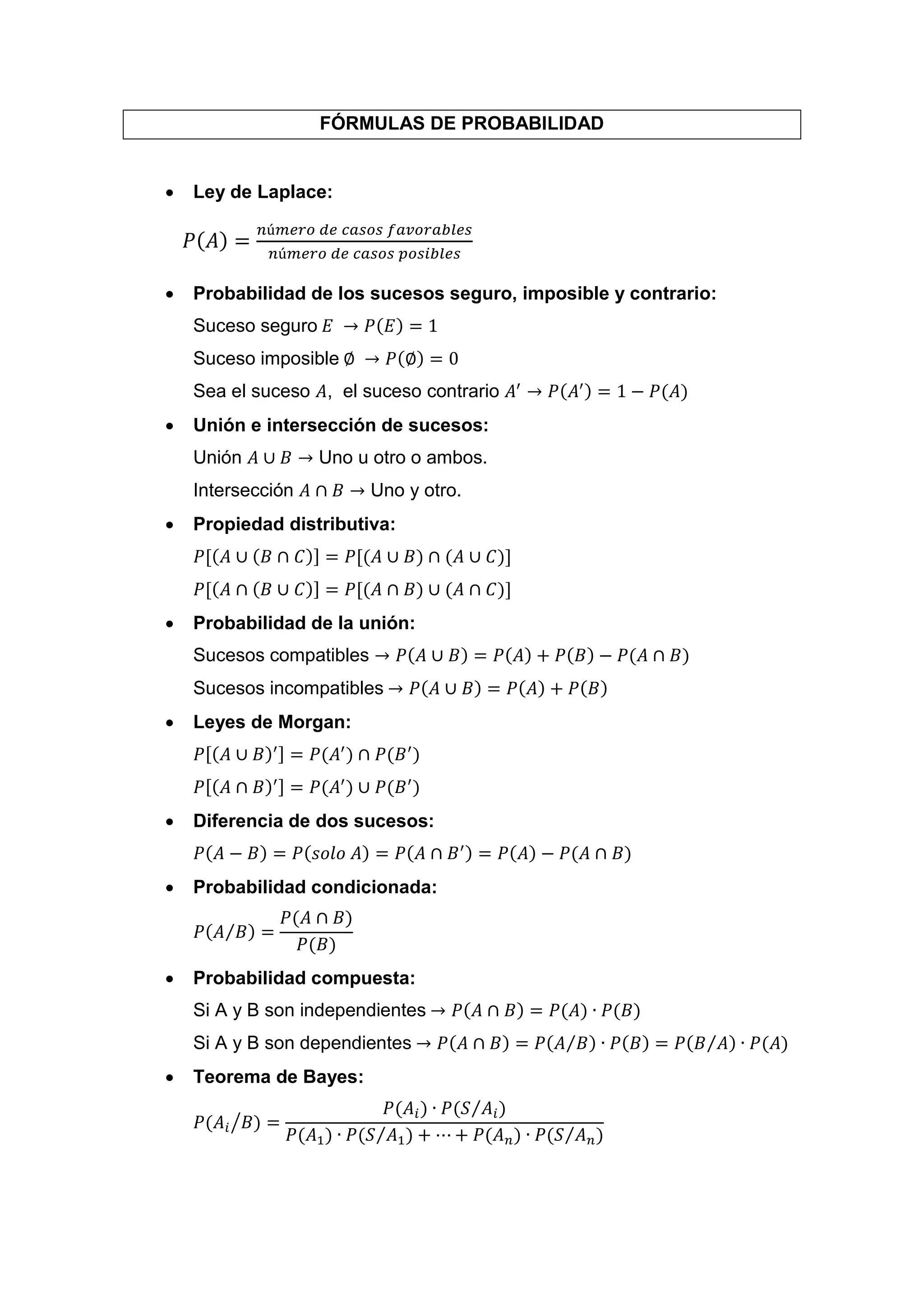 Fórmulas de probabilidad | PDF