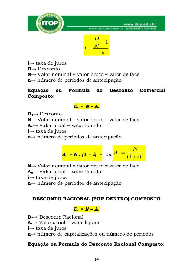 como conseguimos as formulas da matematica financeira - Logística