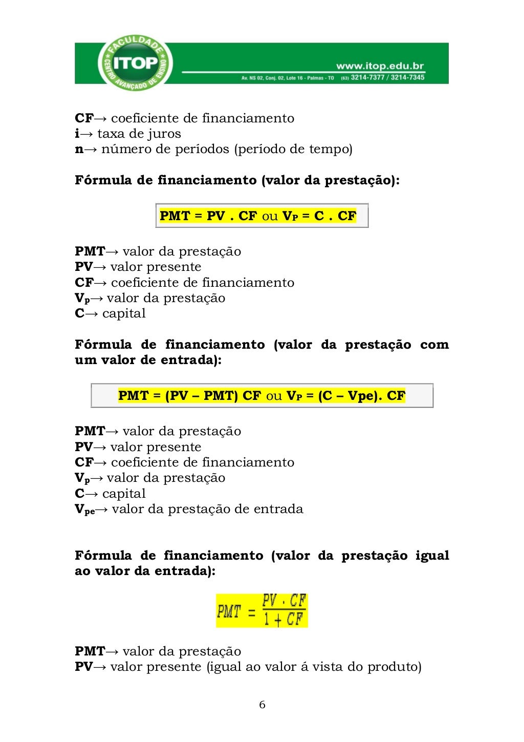 Formulas Da Matematica Financeira - RETOEDU