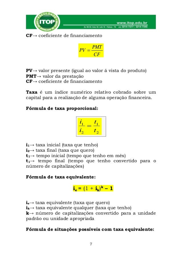 como conseguimos as formulas da matematica financeira - Logística