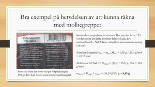 Från molekyl till mol (Åk 1 Gy) | PPT