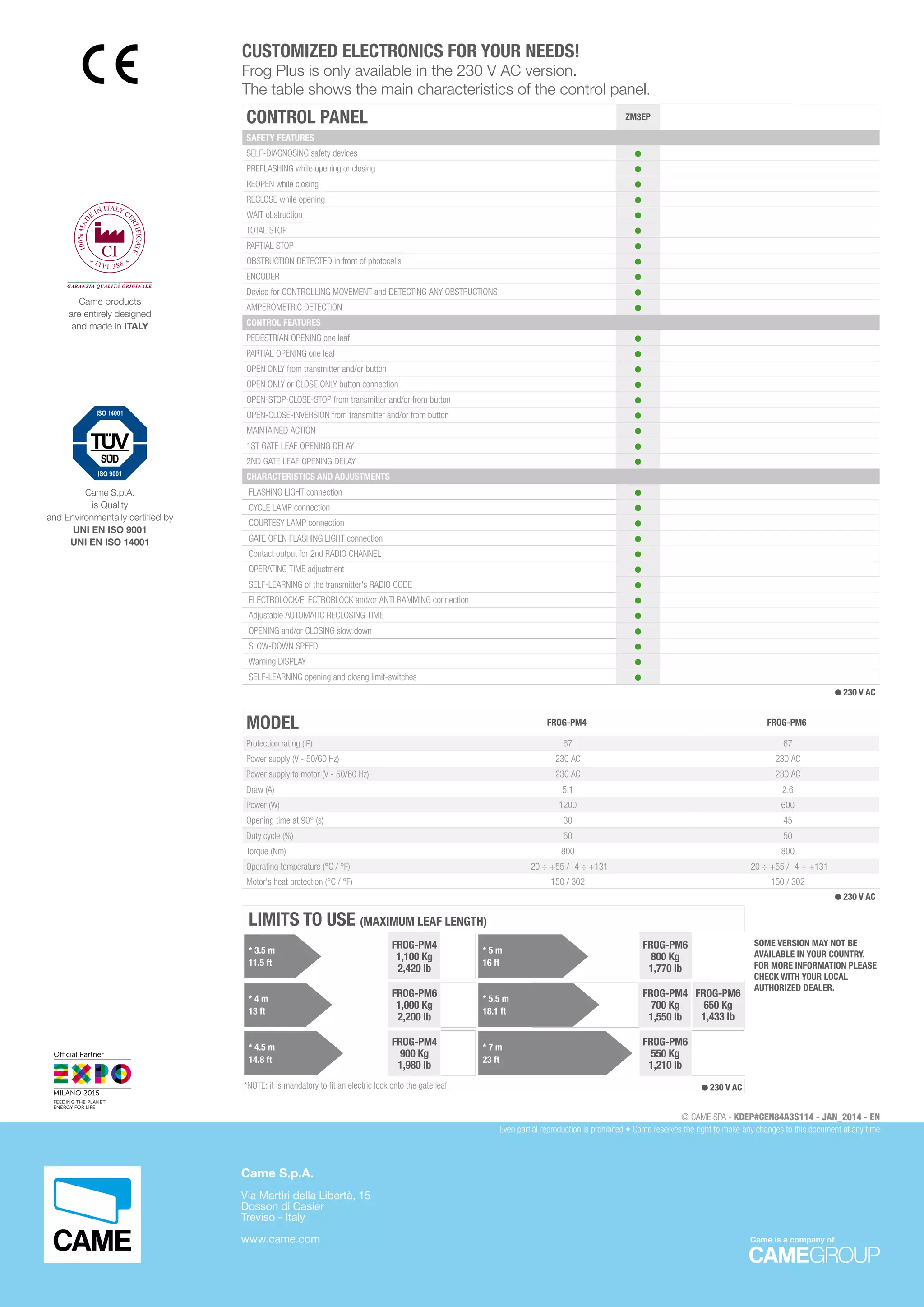 Frog plus - Below-groundD OPERATOR FOR SWING GATES UP TO 7 m (22.9 ft ...