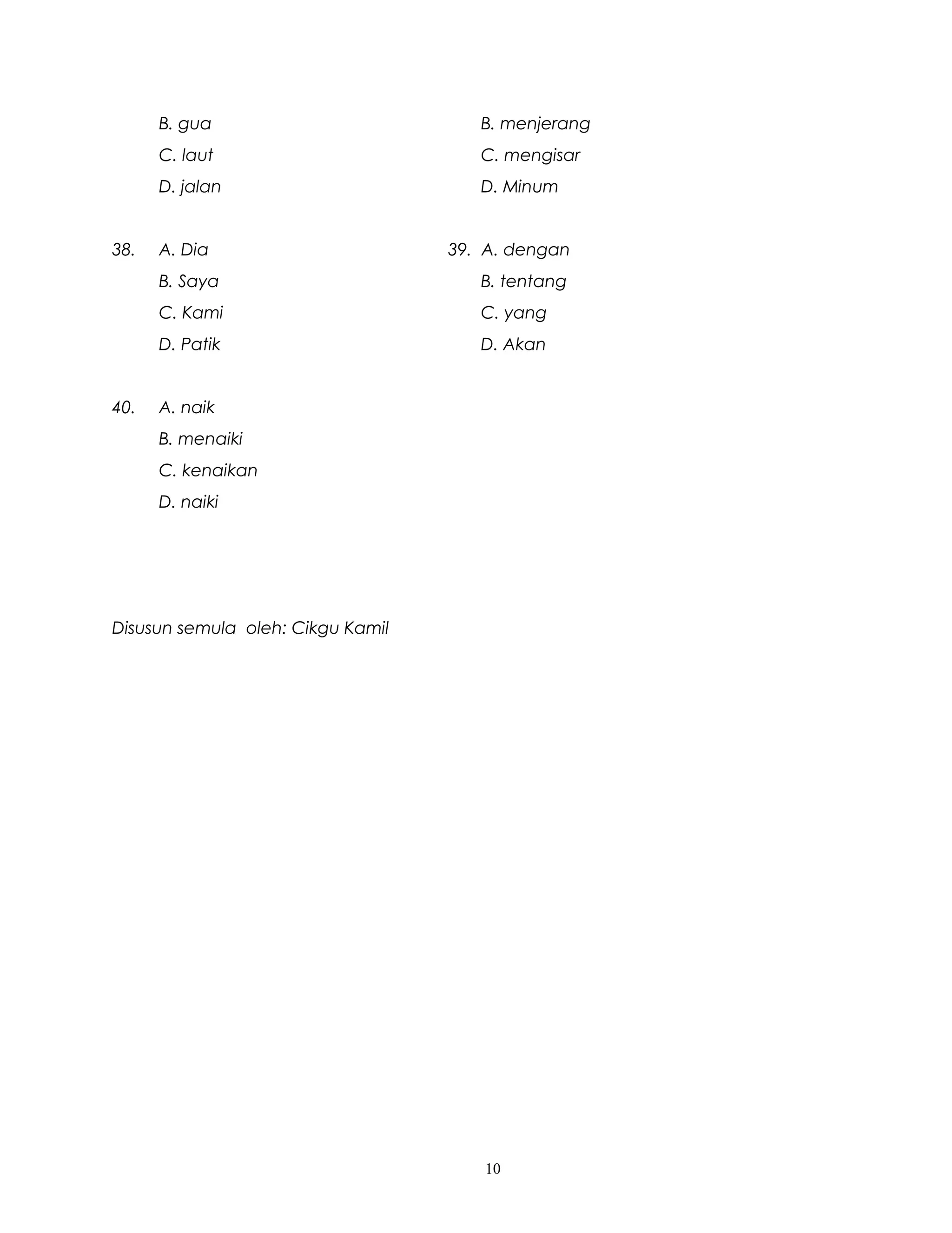 Latihan Bahasa Melayu Tahun 3 SKSU | DOC