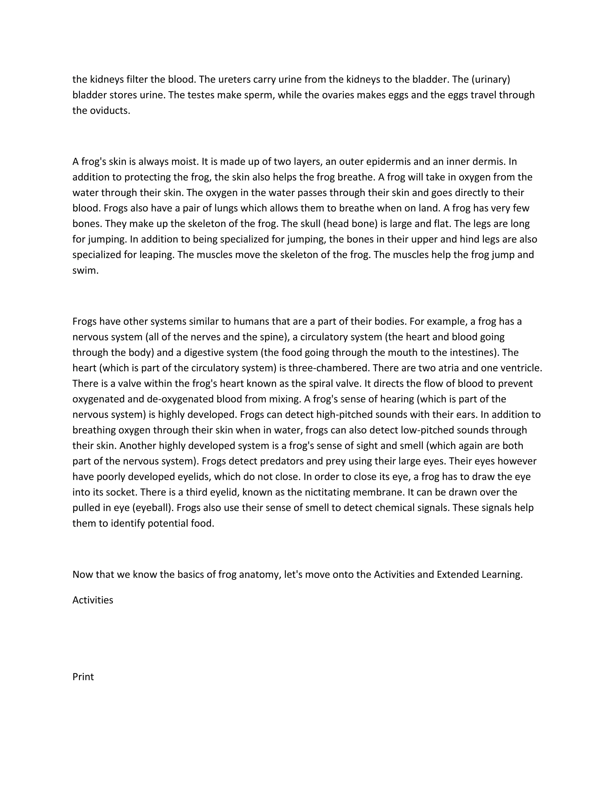 Frog and taod dissection | DOCX
