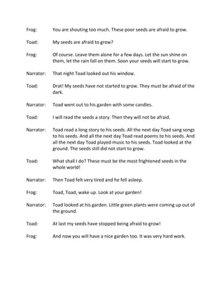 Frog and toad garden readers theater script | PDF