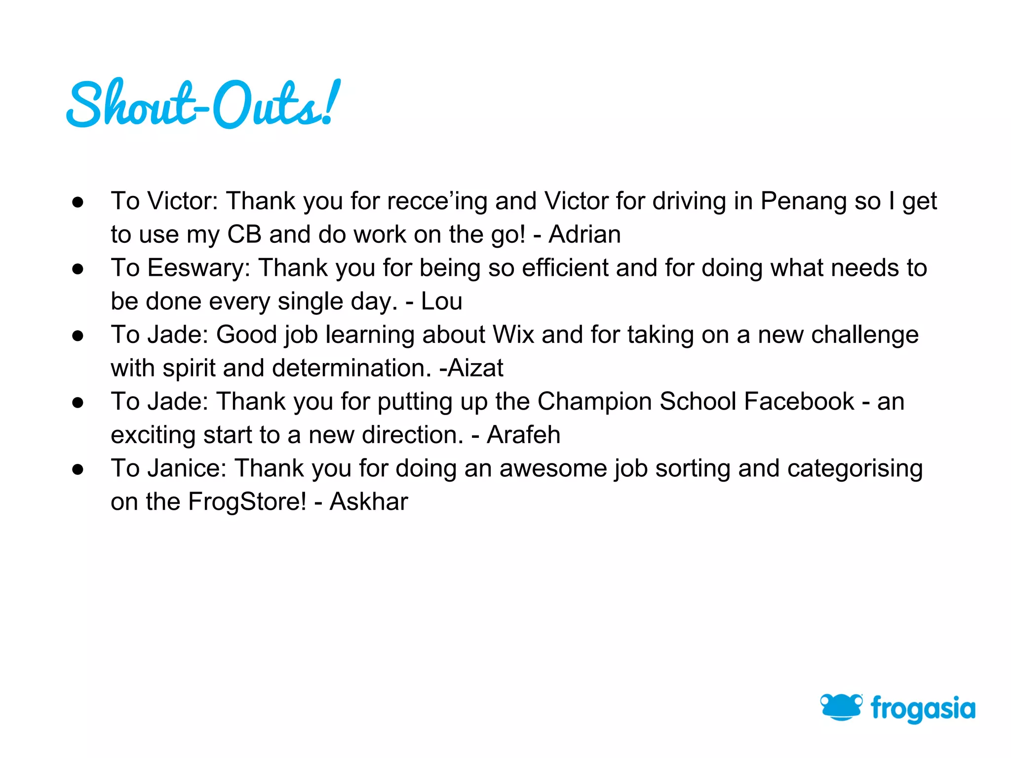 FrogAsia Team Meeting 13.08.13