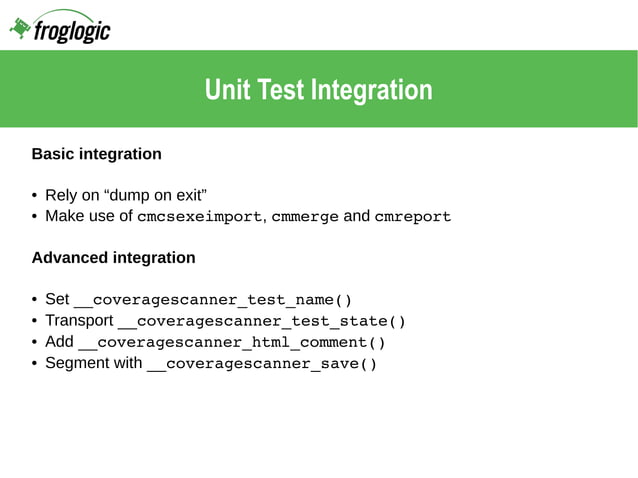 froglogic Coco Code Coverage Presentation | PDF