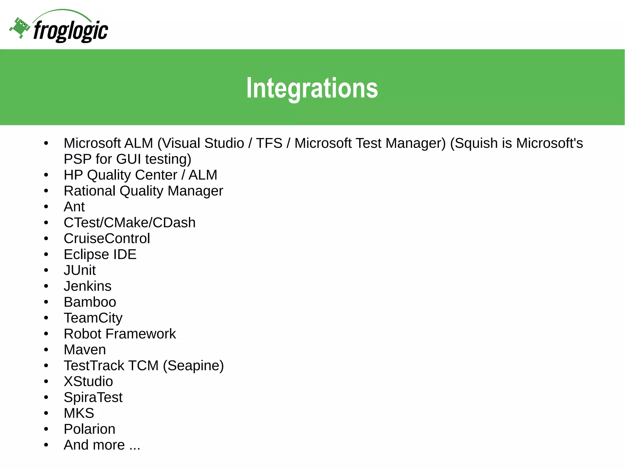 froglogic Squish GUI Tester Presentation | PPT