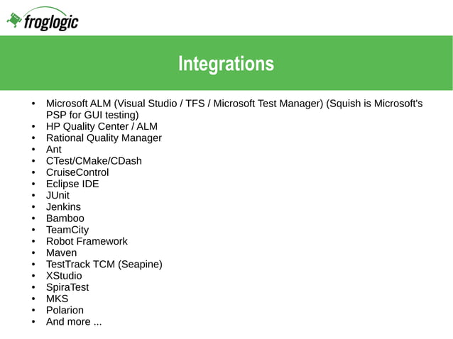 froglogic Squish GUI Tester Presentation | PPT