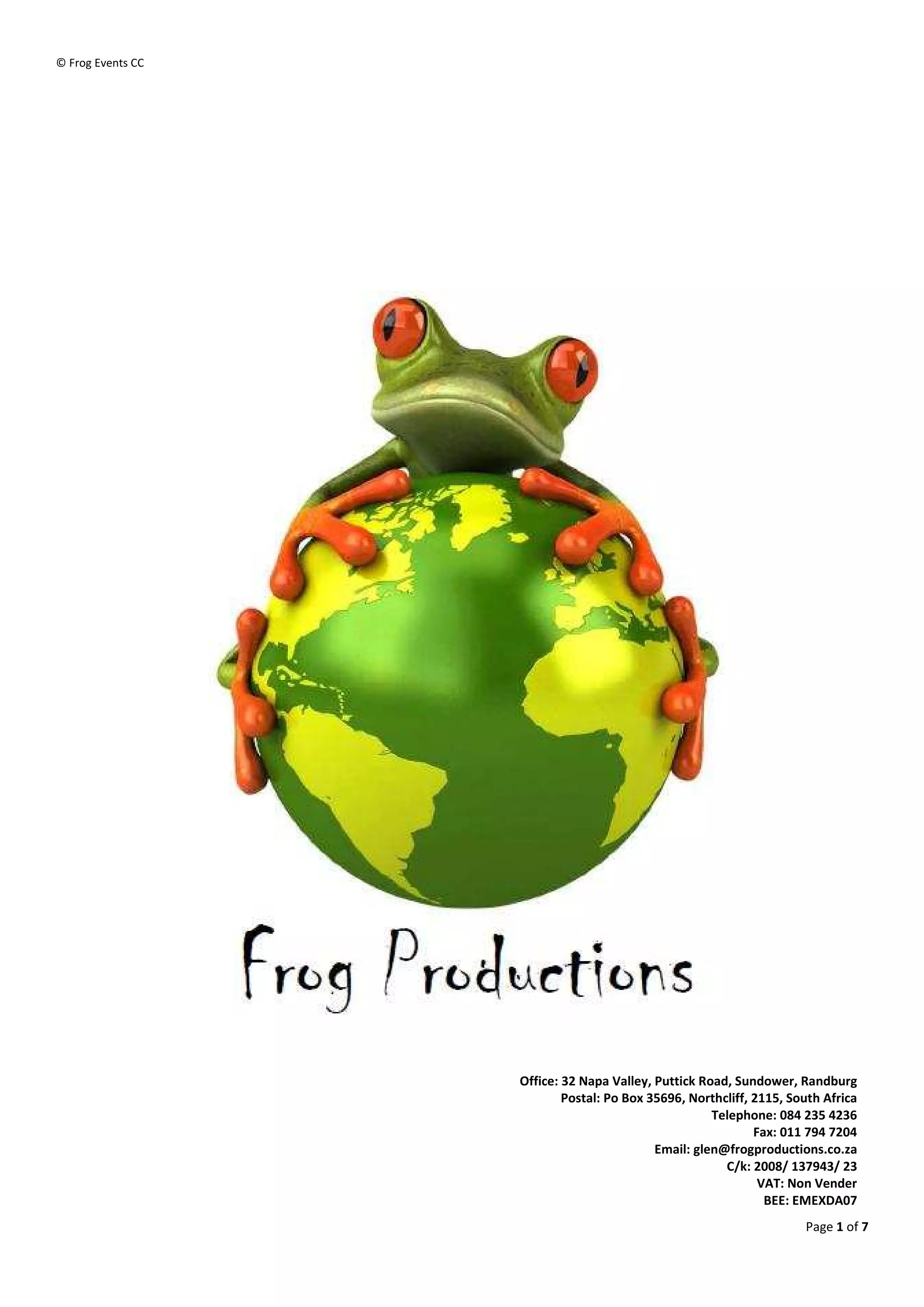 Frog Productions Company Profile (Up To March 2010) | PDF