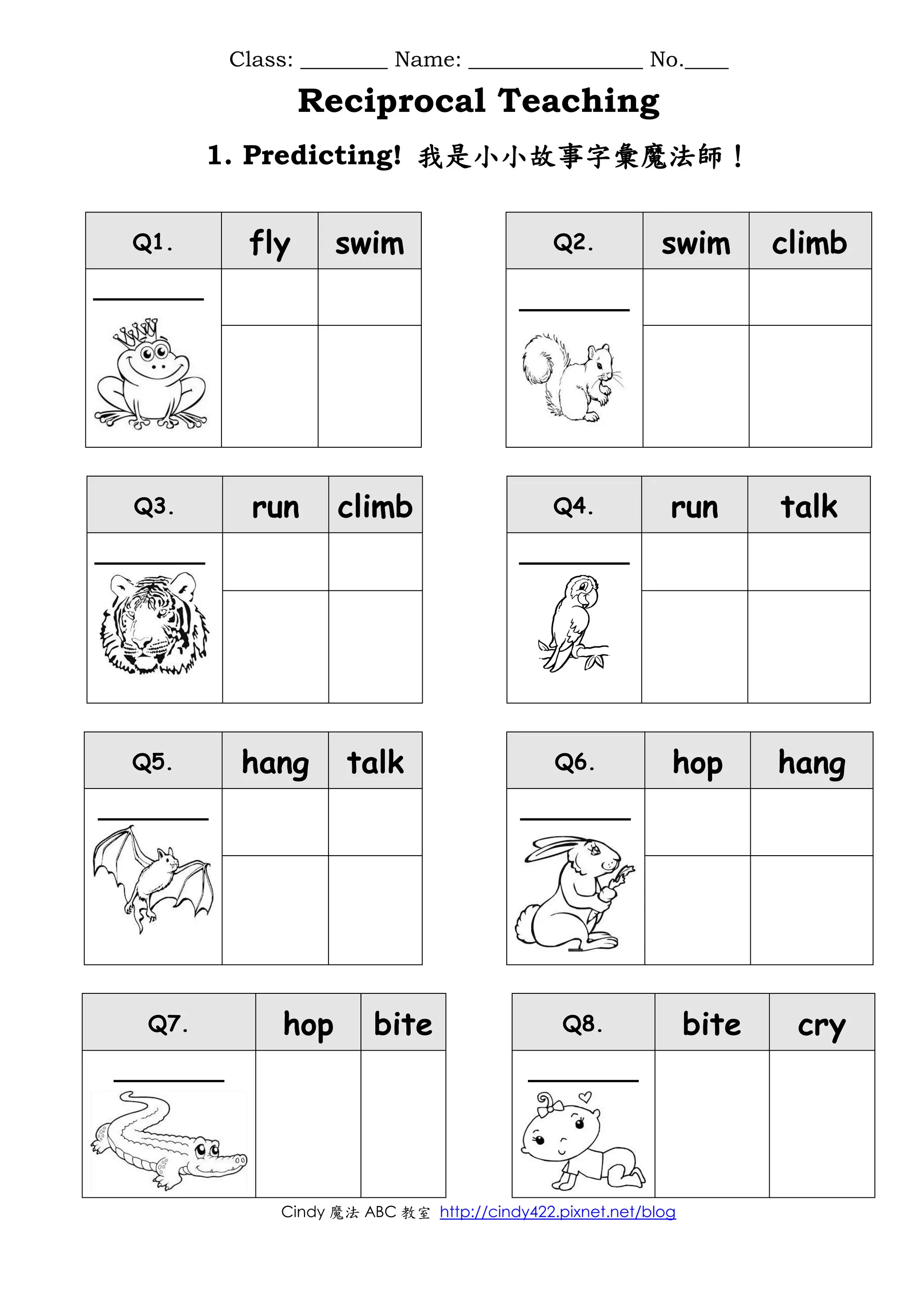 Frogs Can't Fly reciprocal teaching worksheets (Cindy Shen) | PDF