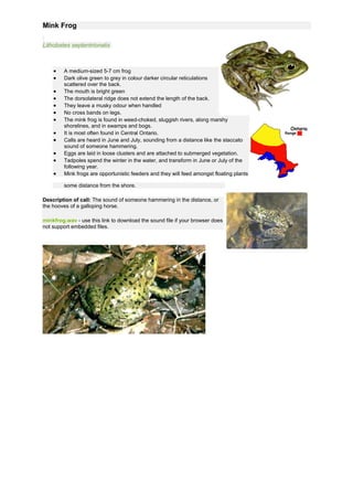 Frogs from toronto zoo site 13 varities | PDF