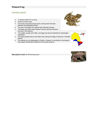 Frogs from toronto zoo site 13 varities | PDF