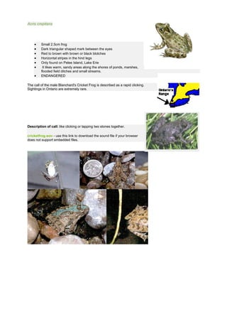 Frogs from toronto zoo site 13 varities | PDF