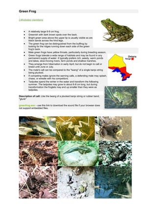 Frogs from toronto zoo site 13 varities | PDF